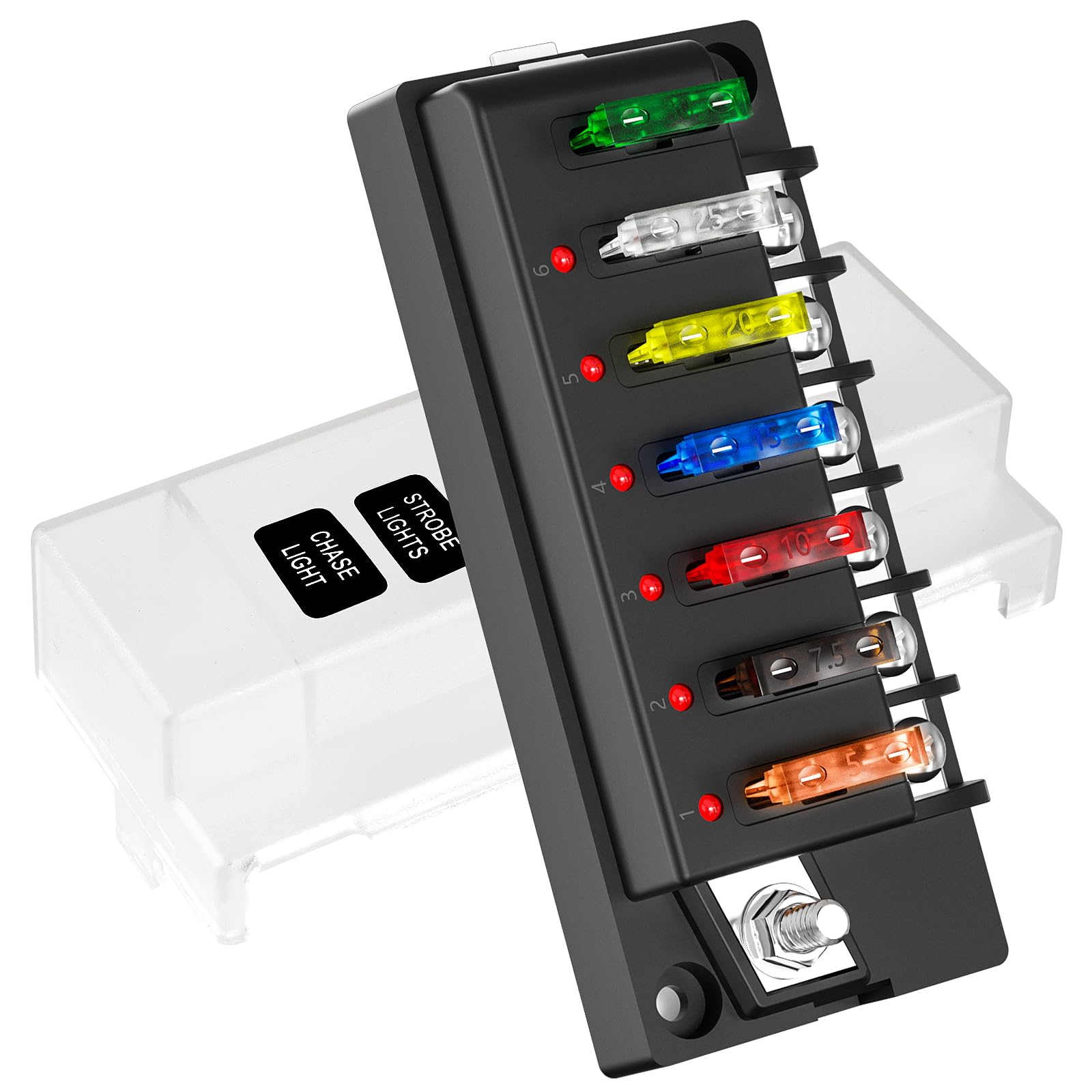 Amazon.com: Luney 12V Marine Fuse Block, 6 Circuits Blade Marine Fuse ...