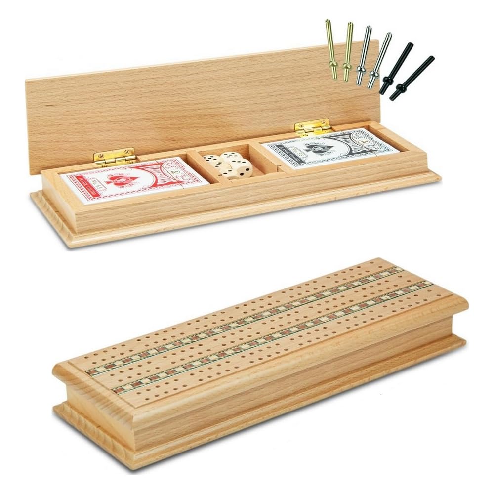 Amazon.com: Tradeopia 3 Track Deluxe Wooden Cribbage Board, with Metal ...