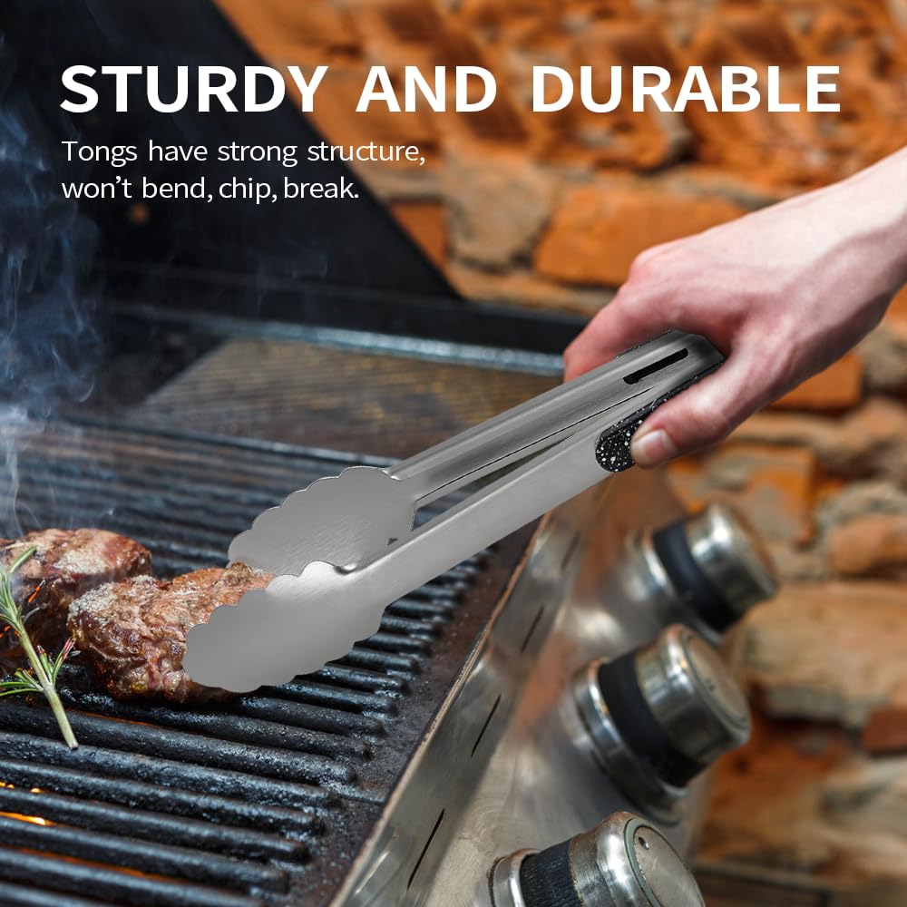 Snapklik.com : Stainless Steel Kitchen Cooking Tongs, 9" And 12" Set Of ...
