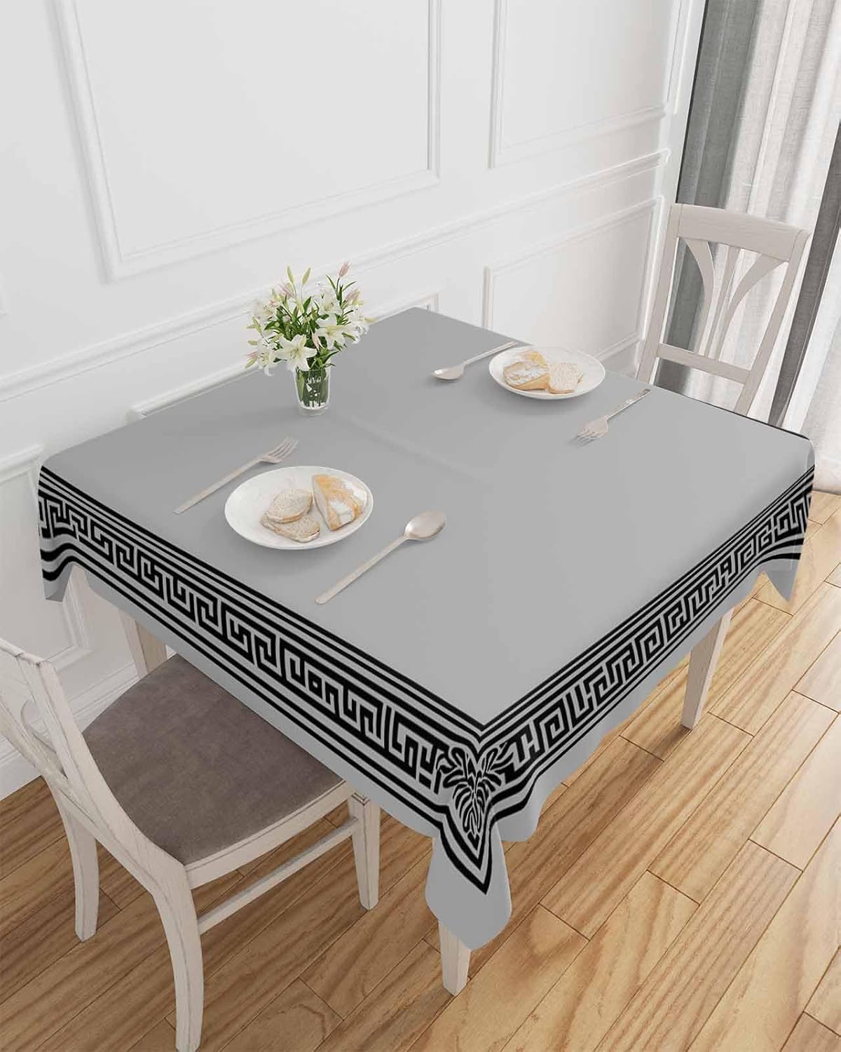 Amazon.com: HomeDecorArt Black Retro Greek Key Tablecloth Square Table ...