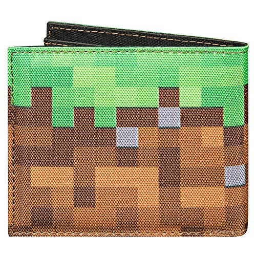 JINX Minecraft Dirt Block Nylon Bi-Fold Wallet, Multi-Colored, - Want ...