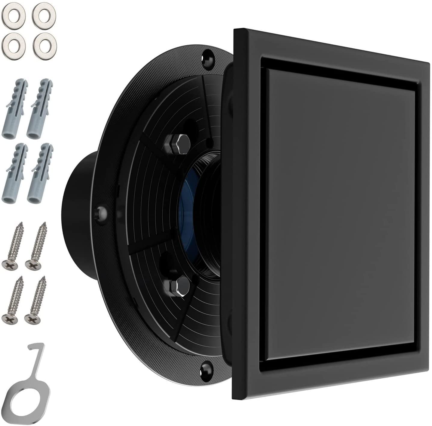 SOFTGAS Square Shower Floor Drain with Flange,6 Inch Brushed SUS 304 ...