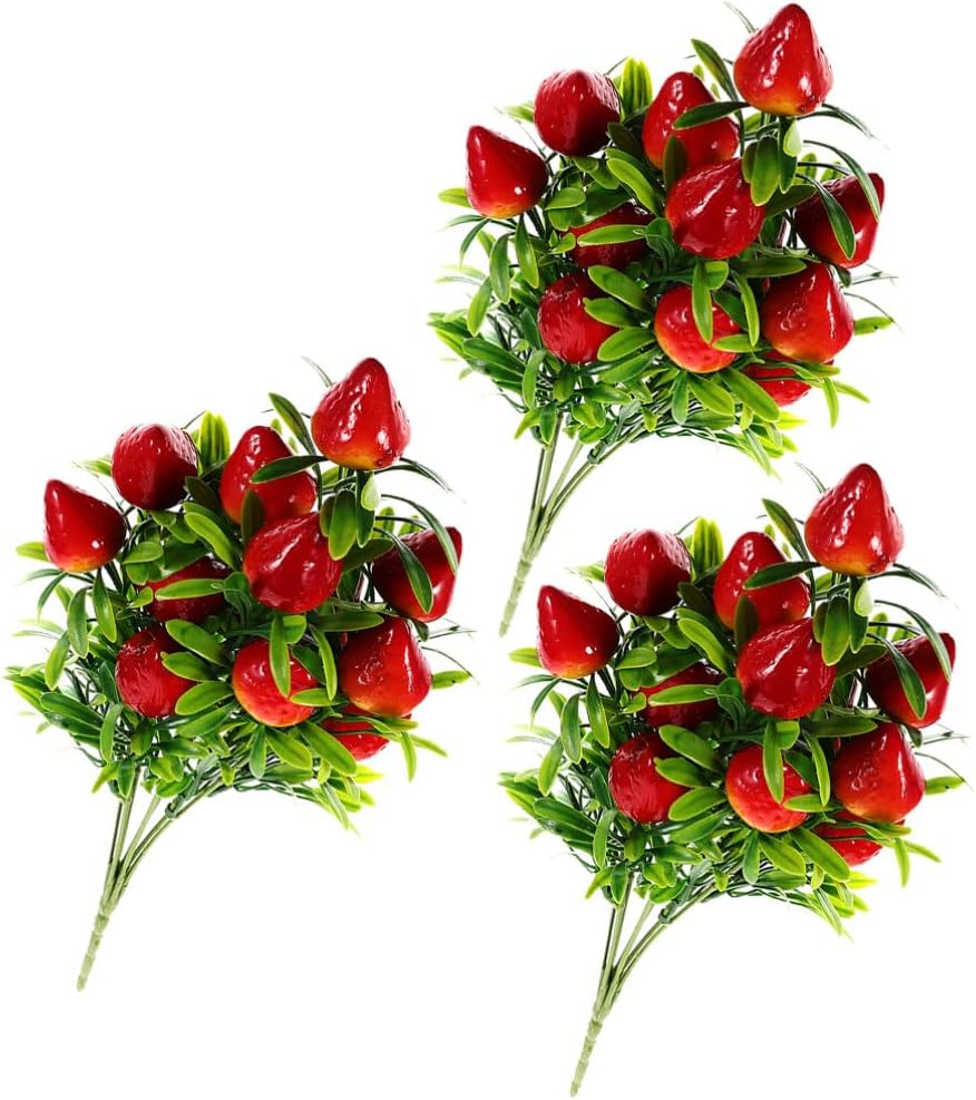 Amazon.com: Kisangel 3Pcs Fake Strawberry Plant Artificial Strawberry ...