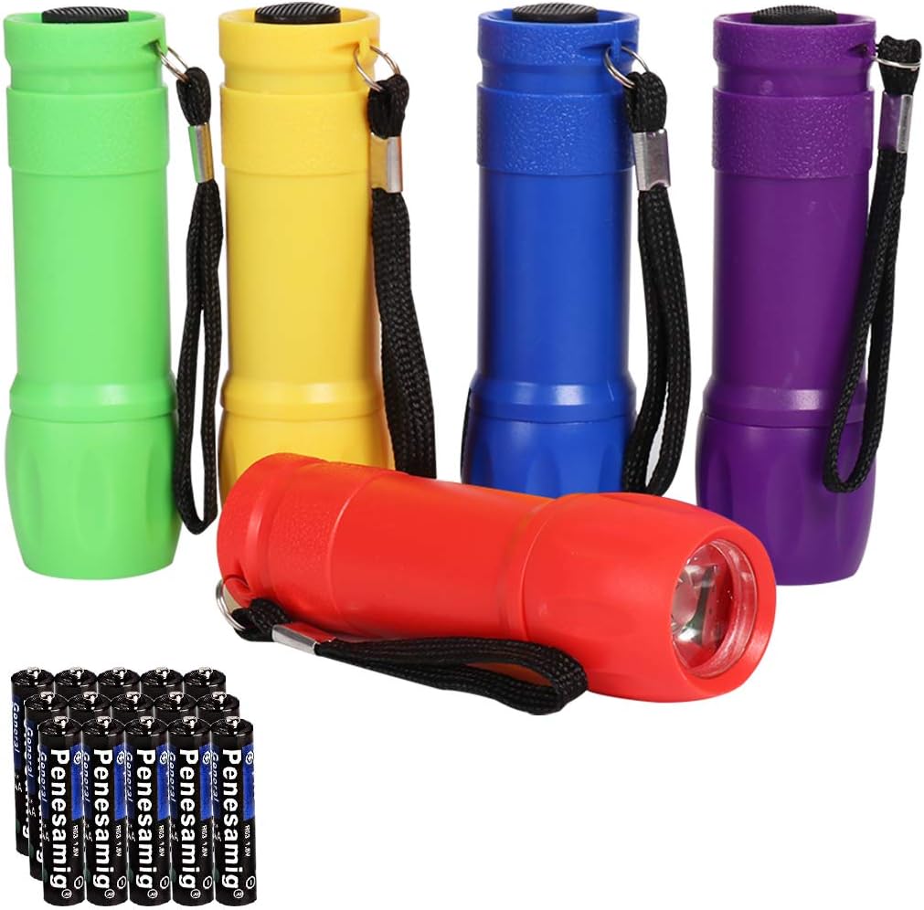 KunHe Small Mini LED Flashlights Pack of 5 Plastic Flashlights for Kids ...
