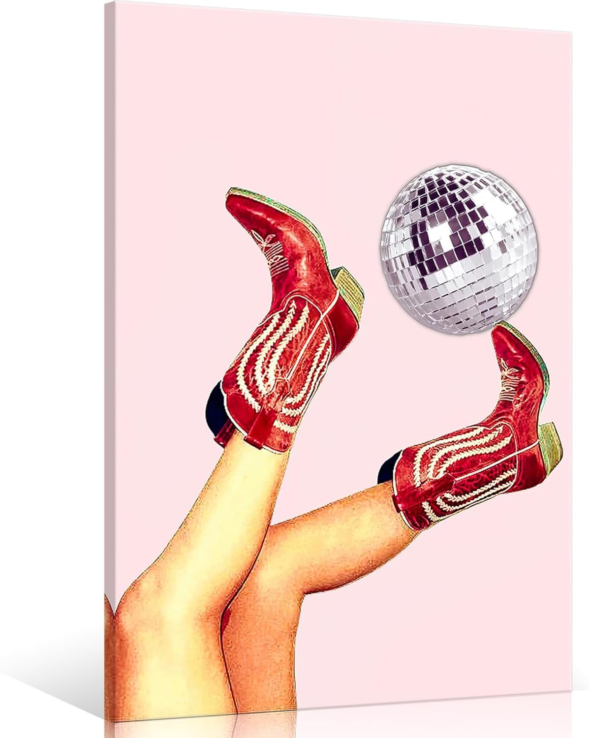 Amazon.com: Yolbcdr Cowgirl Canvas Wall Art Disco Ball Poster Red ...