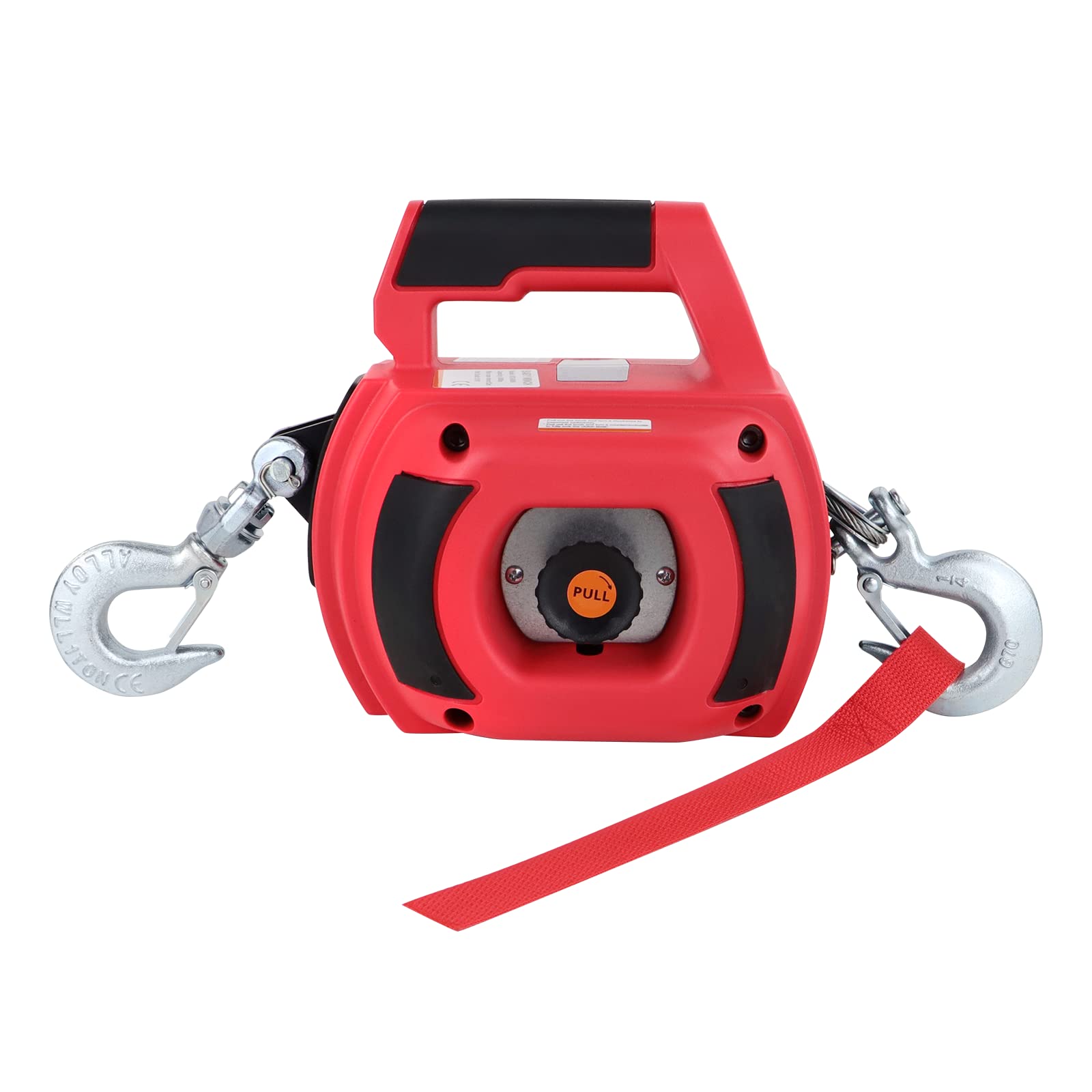 Lonsge Portable Drill Winch Rotate The Hook 360 Degrees Red Handheld