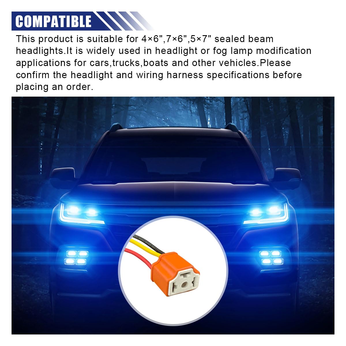 Snapklik.com : 2PCS H4 HB2 9003 Pigtail Headlight Socket, 16AWG Female ...