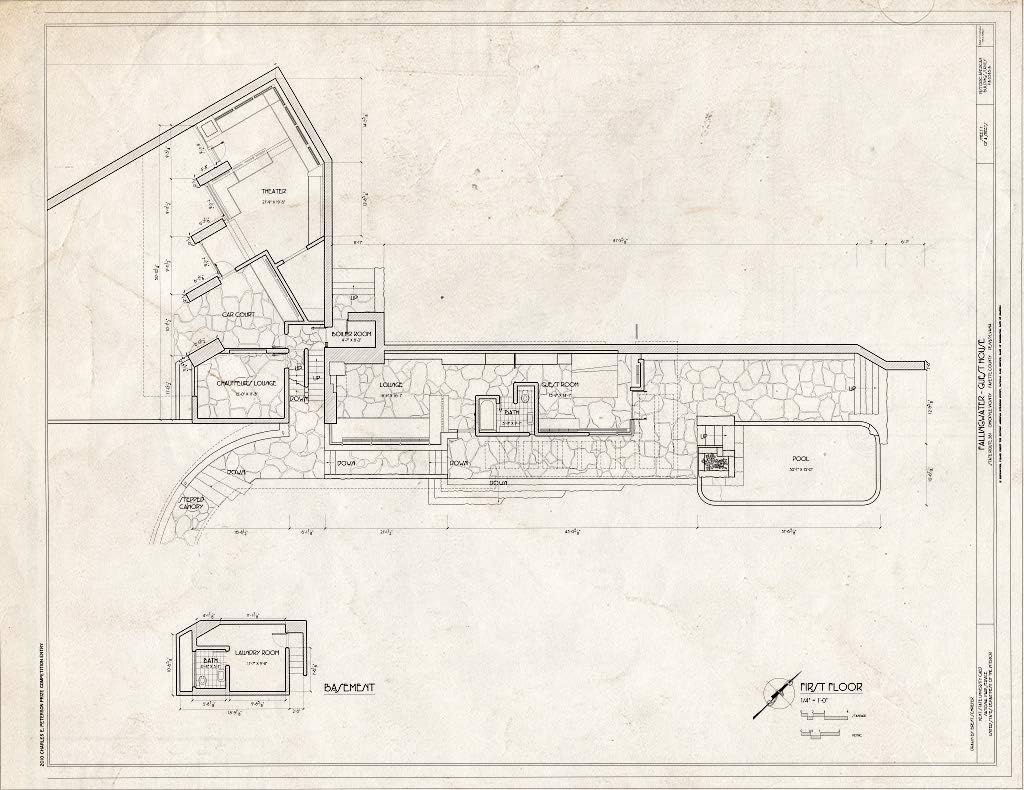Historic Pictoric : Blueprint Basement & First Floor Plans ...