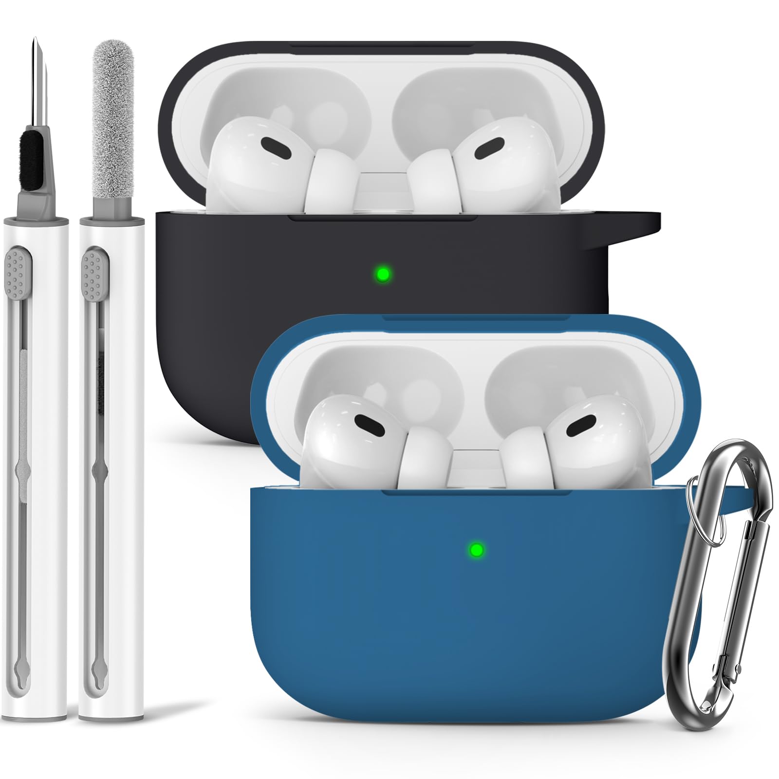 2 Pack AirPod Pro Case Cover with Cleaner Kit,Soft Silicone Protective ...