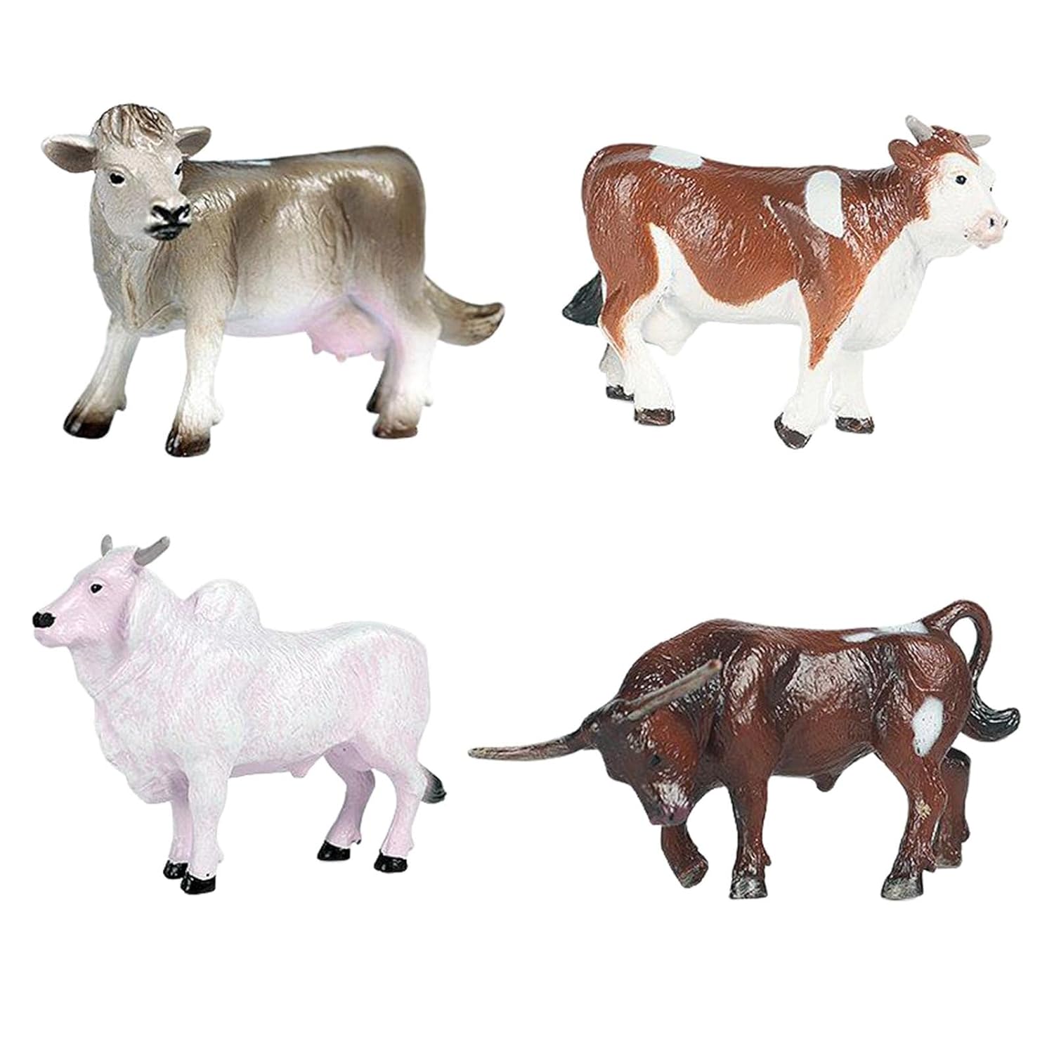 WholeSaleStuff 4pcs Cattle Figurine Simulated Bull Realistic Animals ...