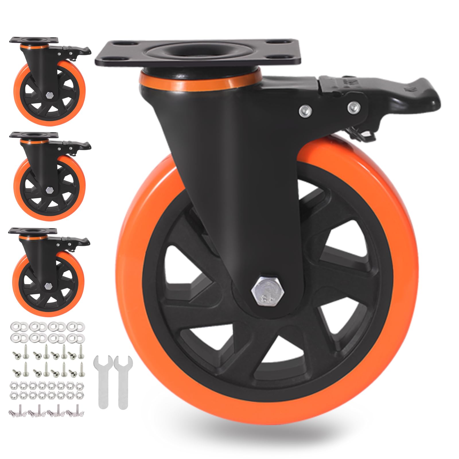 Snapklik.com : 6 Inch Caster Wheels 3000 Lbs, Heavy Duty Casters Set Of 4