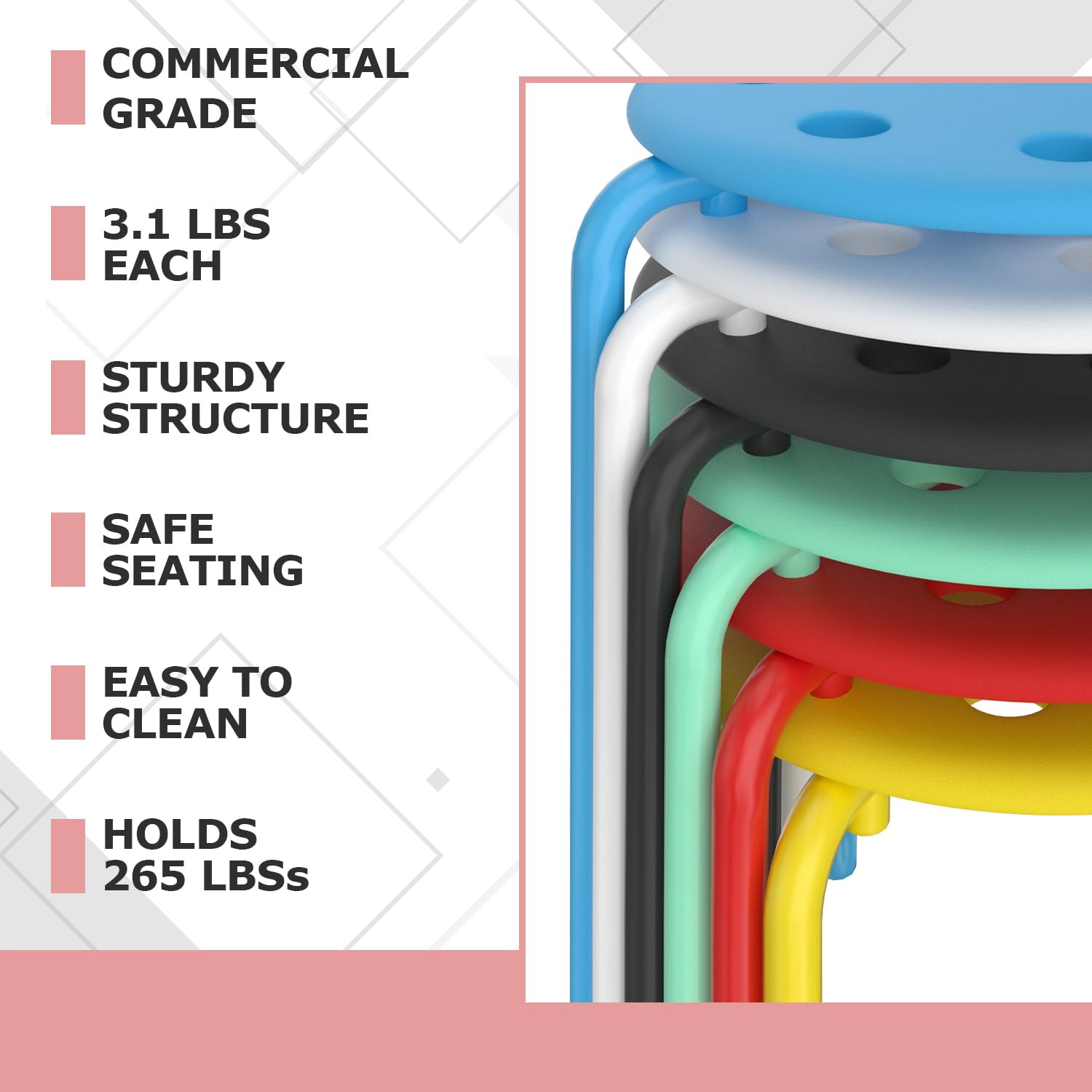 Snapklik.com : Stacking Stools Set Of 6, 17.7 Inch Standard Height ...