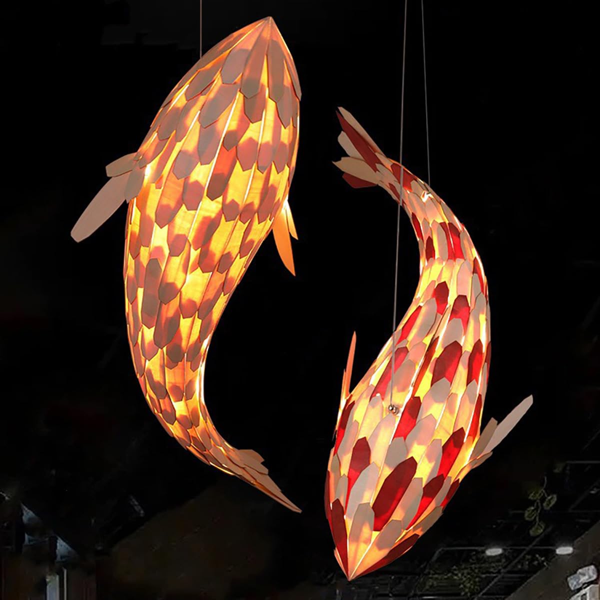 MIXL - Wooden Fish Pendant Light Fixture,Creative Kitchen Island Pedant ...