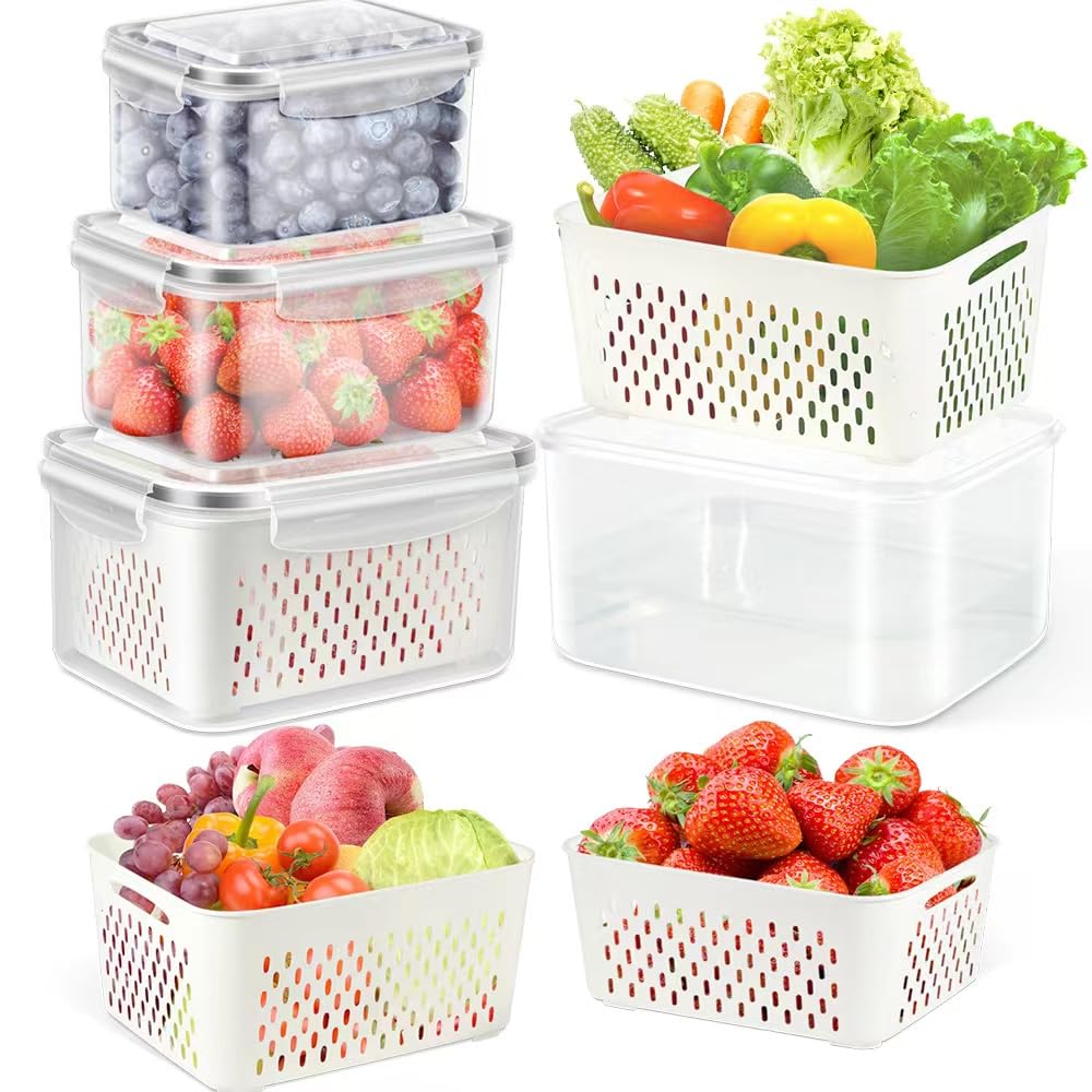 Amazon.com: 4 Pack Fruit Storage Containers for Fridge Keep Fresh - BPA ...