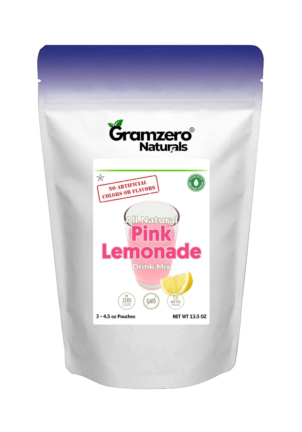 Amazon.com : GramZero All Natural Pink Lemonade Zero Calorie Sugar Free ...