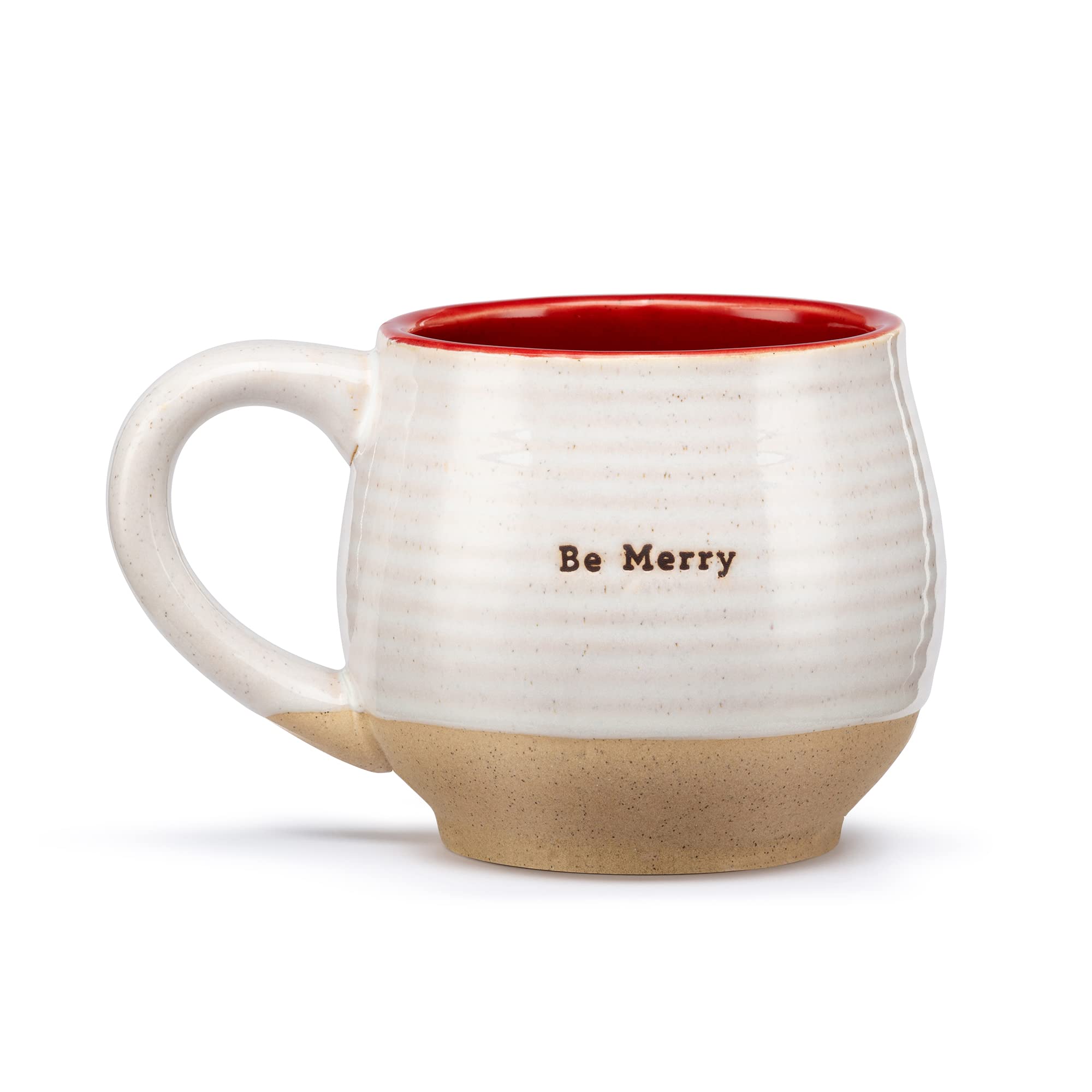 Amazon.com: DEMDACO Be Merry Red and White 14.5 Ounce Stoneware ...