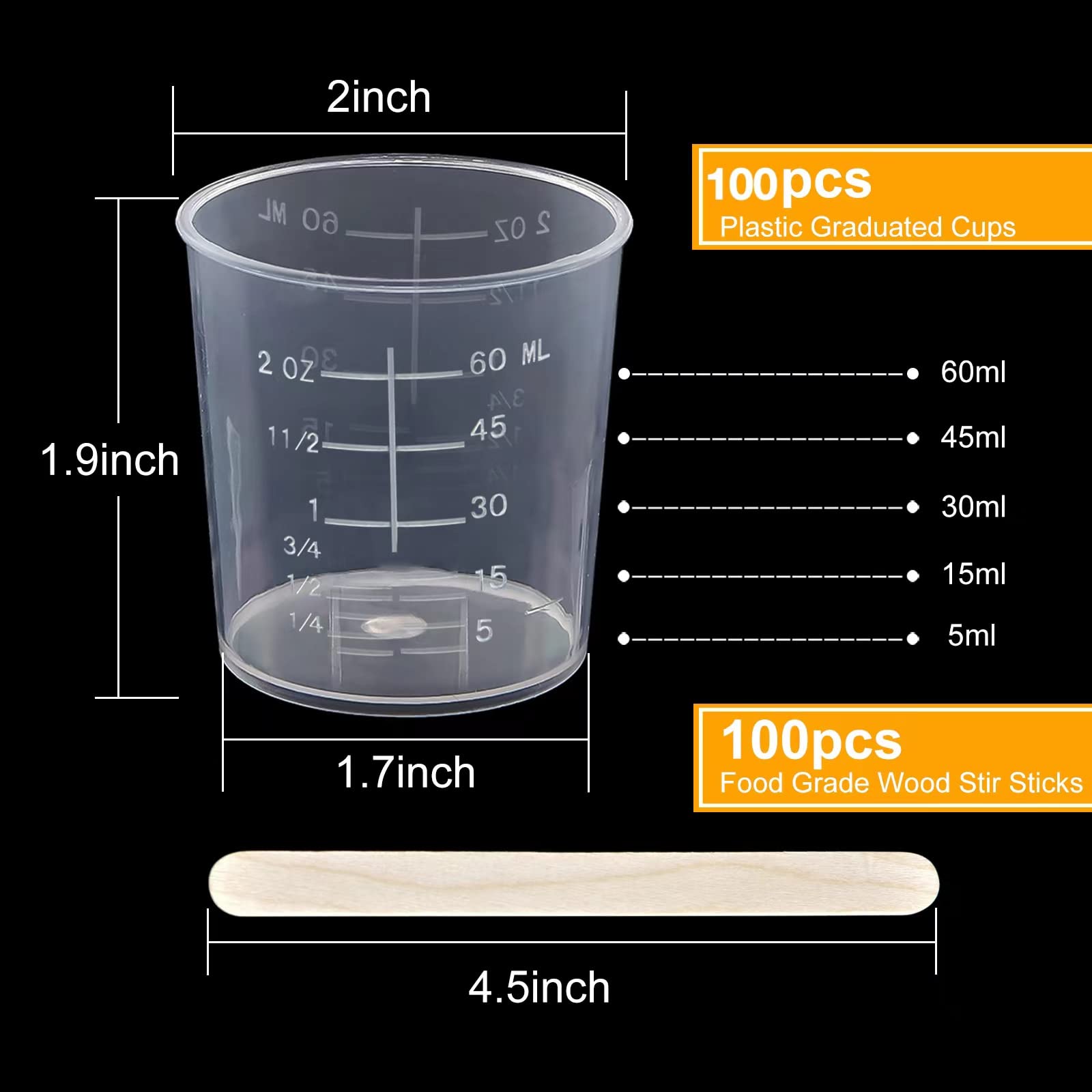 Snapklik.com : Coopay 100 Pack 60ml/2oz Plastic Graduated Cups ...