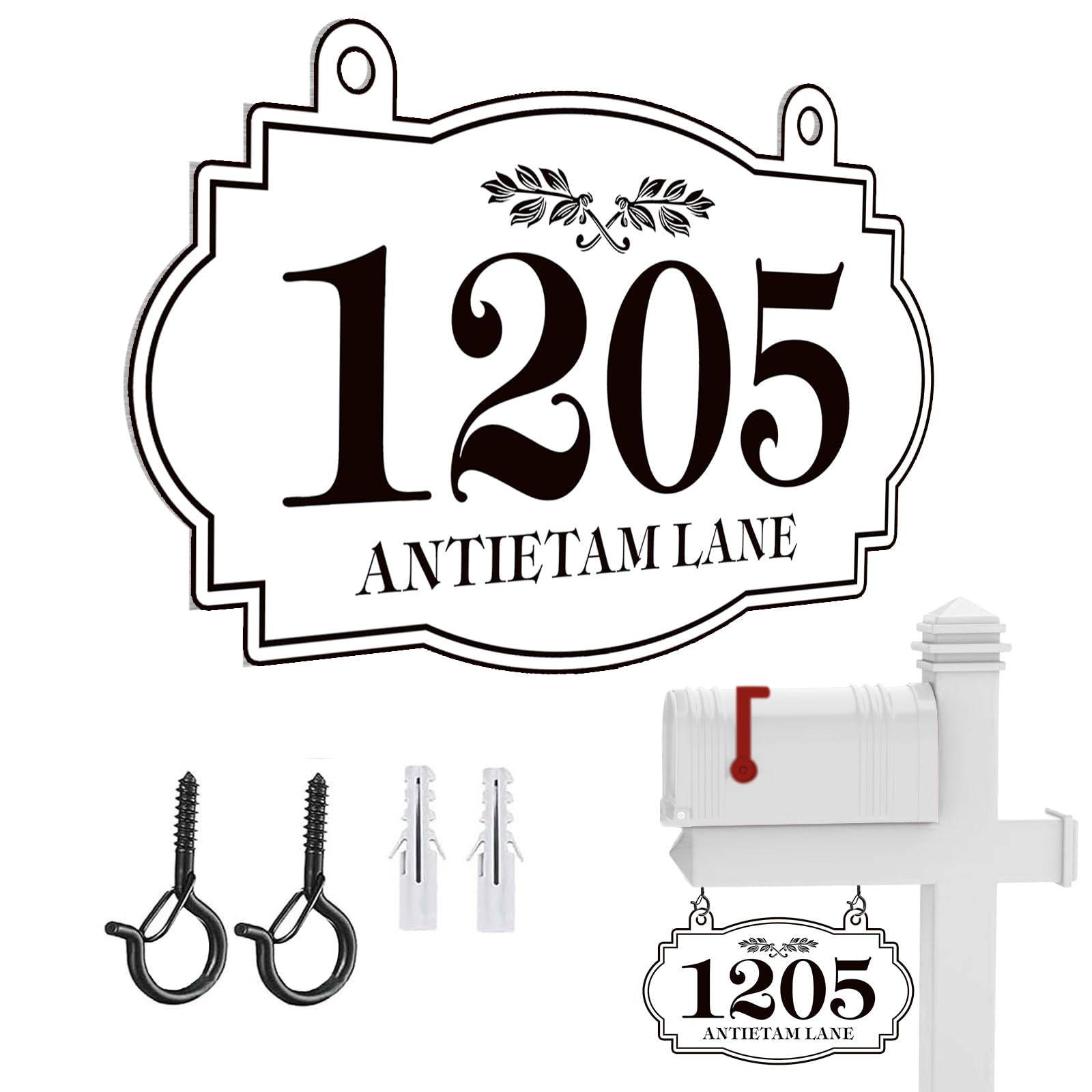 Amazon.com: Hanging Address Plaque Sign Lucky Leaf - Reflective House ...