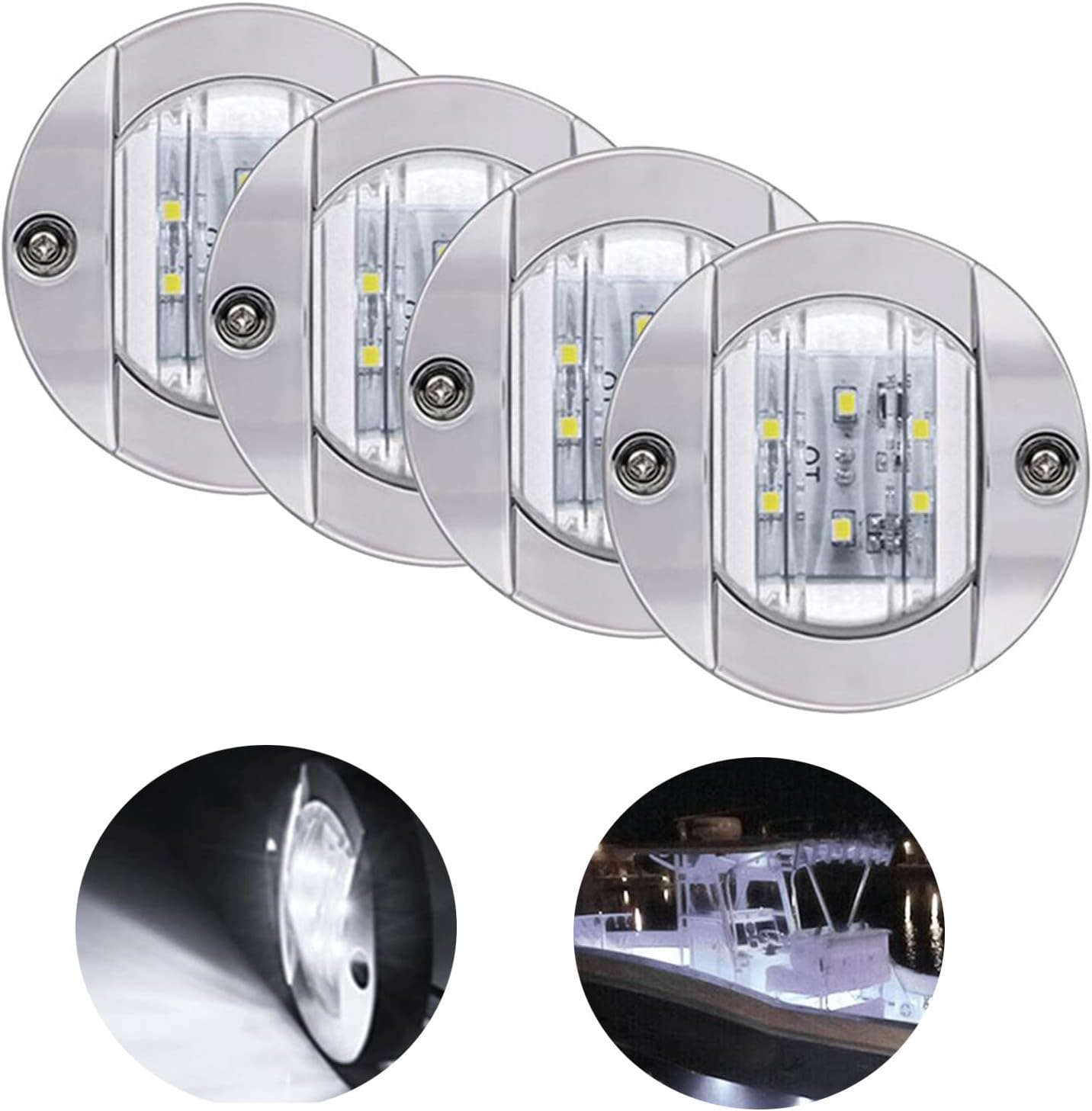 Krtopo 4x 3 LEDs Boat Stern Light 12V Navigation Light Round Anchor ...