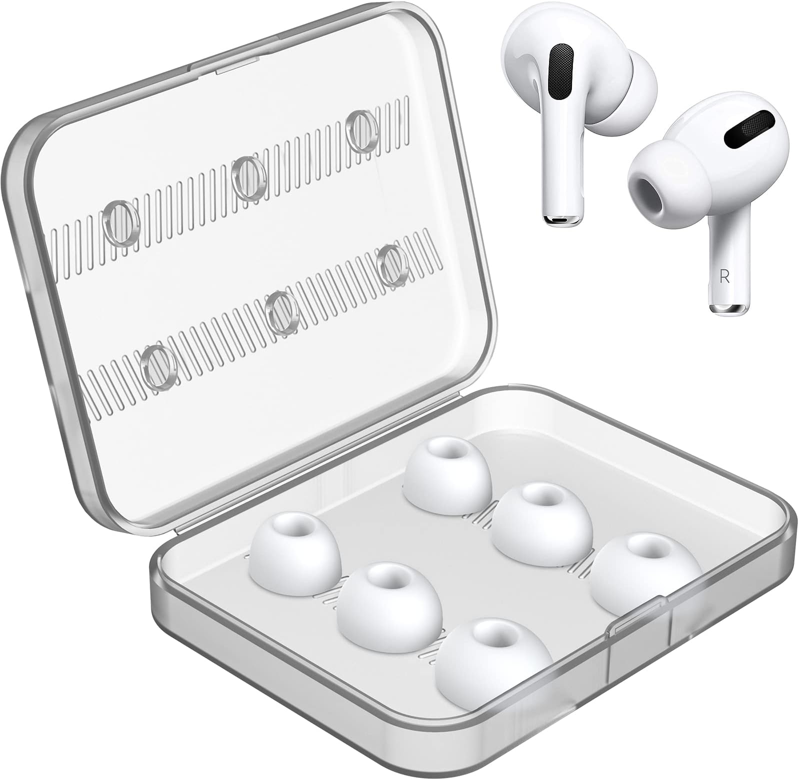 Buring 6 Pairs White Silicon Replacement Ear Tips Ear Buds Tips for ...