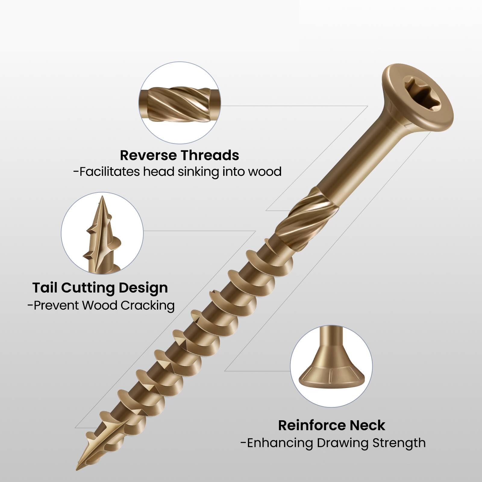 Snapklik.com : BNUOK #14 Deck Screws 7" Exterior Decking Wood Screws ...