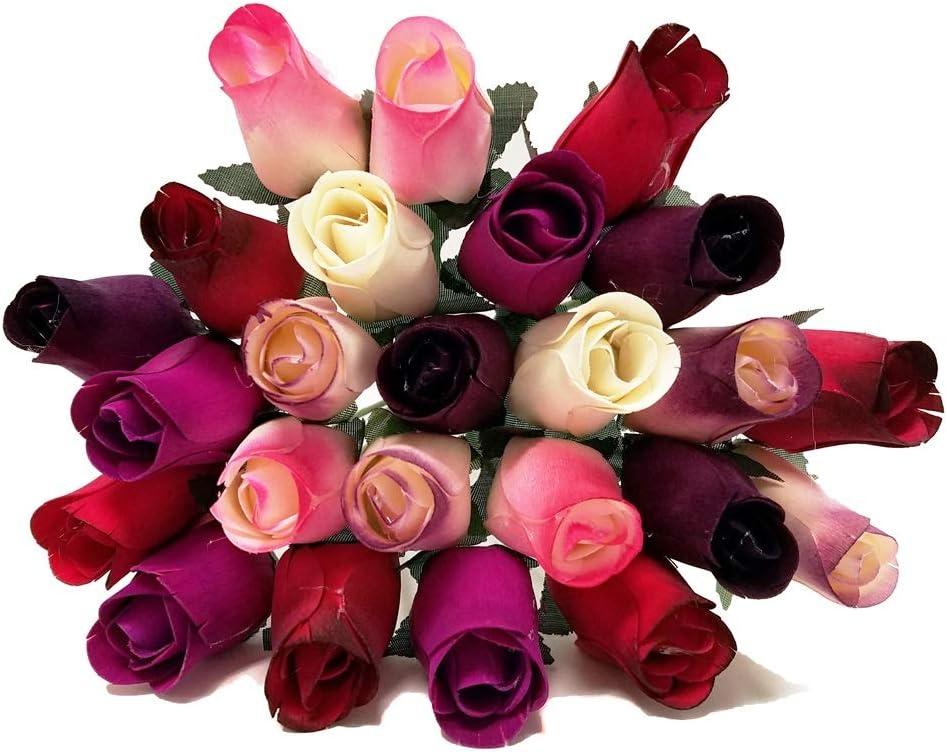 Amazon.com: 24 Beautiful Handmade Wooden Roses - Red with Black Tips ...