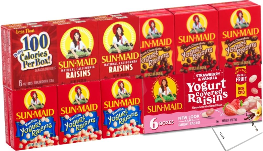 Amazon.com: Raisins Variety Pack of 24 mini boxes - 6 Mini Boxes Plain ...