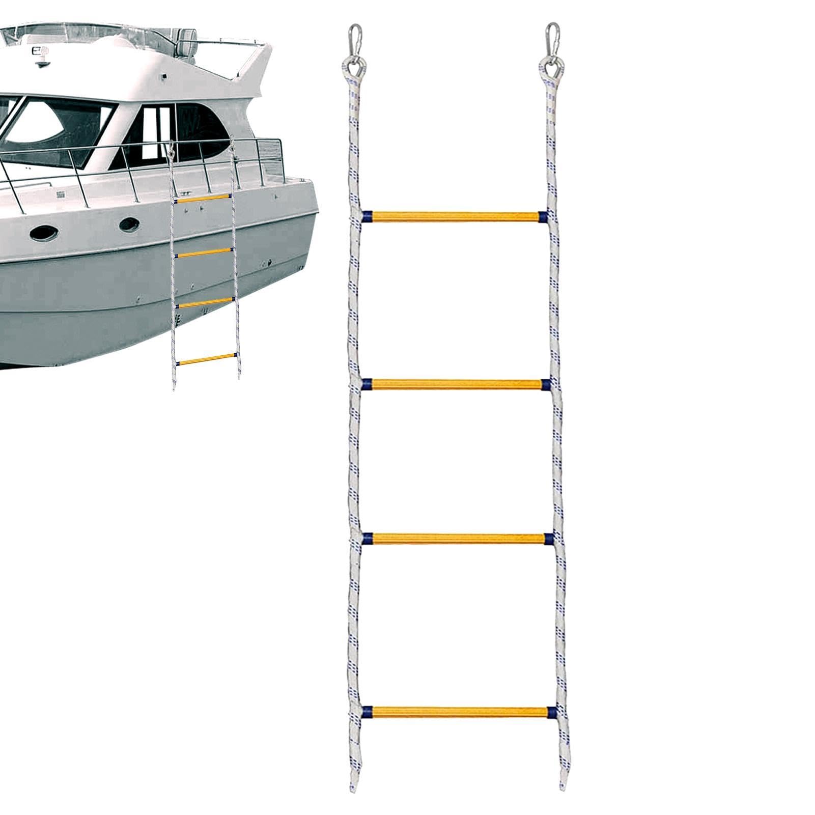 Fishing Boat Boarding Ladder 5 Step Boat Rope Ladder Portable Boat Rope ...