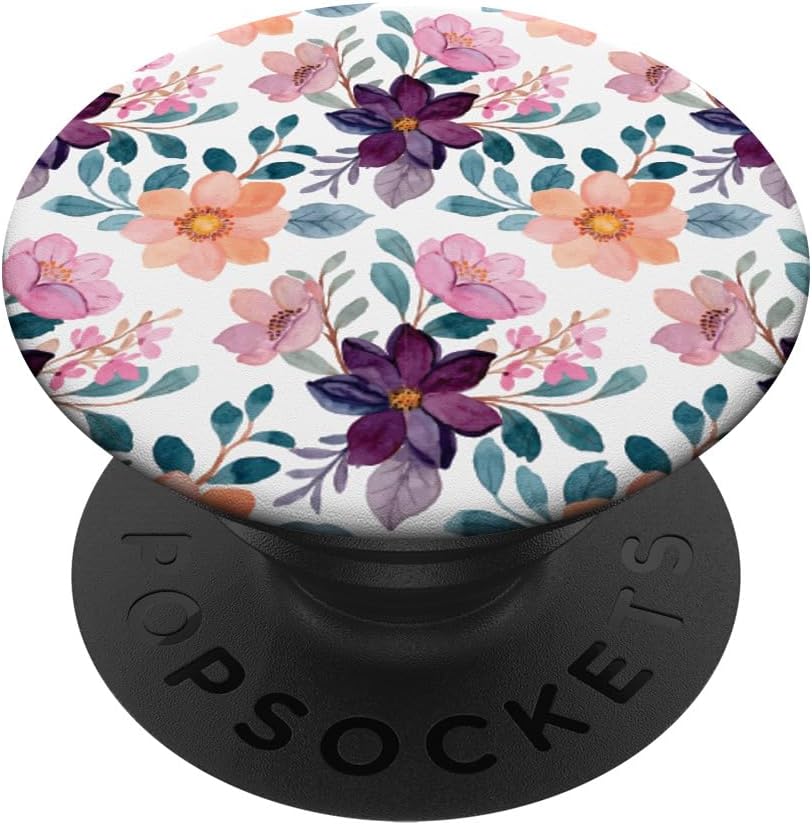 Amazon.com: Colorful Watercolor Floral Flower Design PopSockets PopGrip ...
