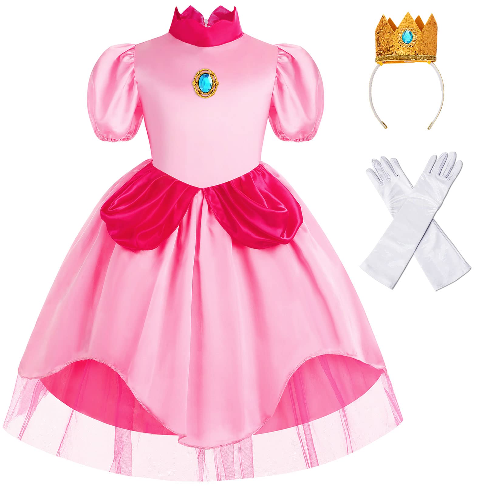 Buy OskinerPrincess Peach Costume for Girls,Princess Peach Dress for ...