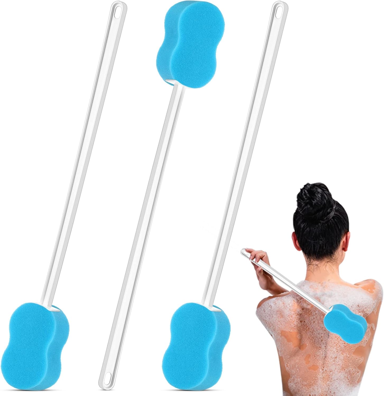 Amazon.com : Norme 3 Pcs 22.4 Inch Long Handle Back Bath Sponge ...