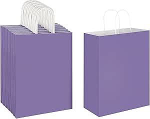 Amazon.com: Oikss 50 Pack 10x5x13 Purple Kraft Paper Bags with Handles ...