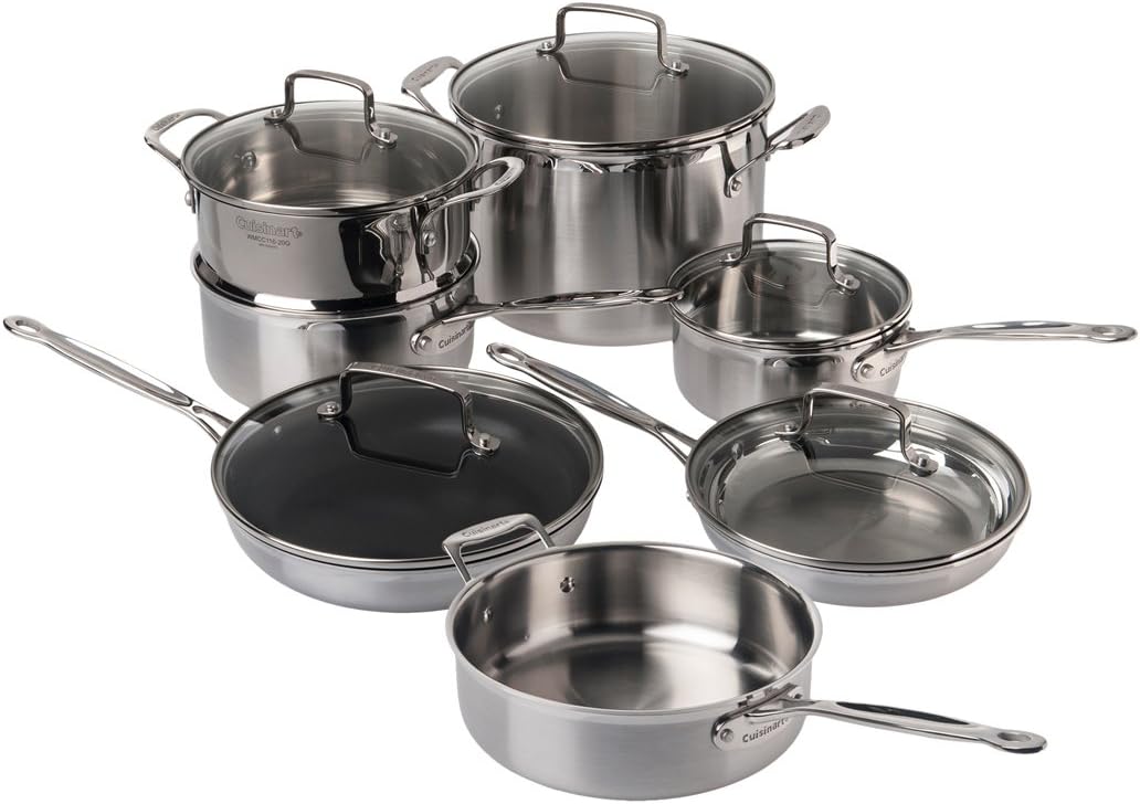 Amazon.com: Cuisinart Tri-Ply Stainless Cookware Set (12-Piece ...