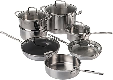 Amazon.com: Cuisinart Tri-Ply Stainless Cookware Set (12-Piece ...