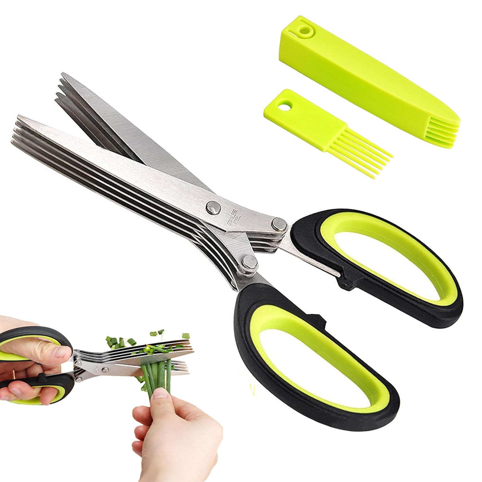 Herb Scissor Cutter Bada Herb Scissors, 5 Blade Kitchen Herb Shears ...