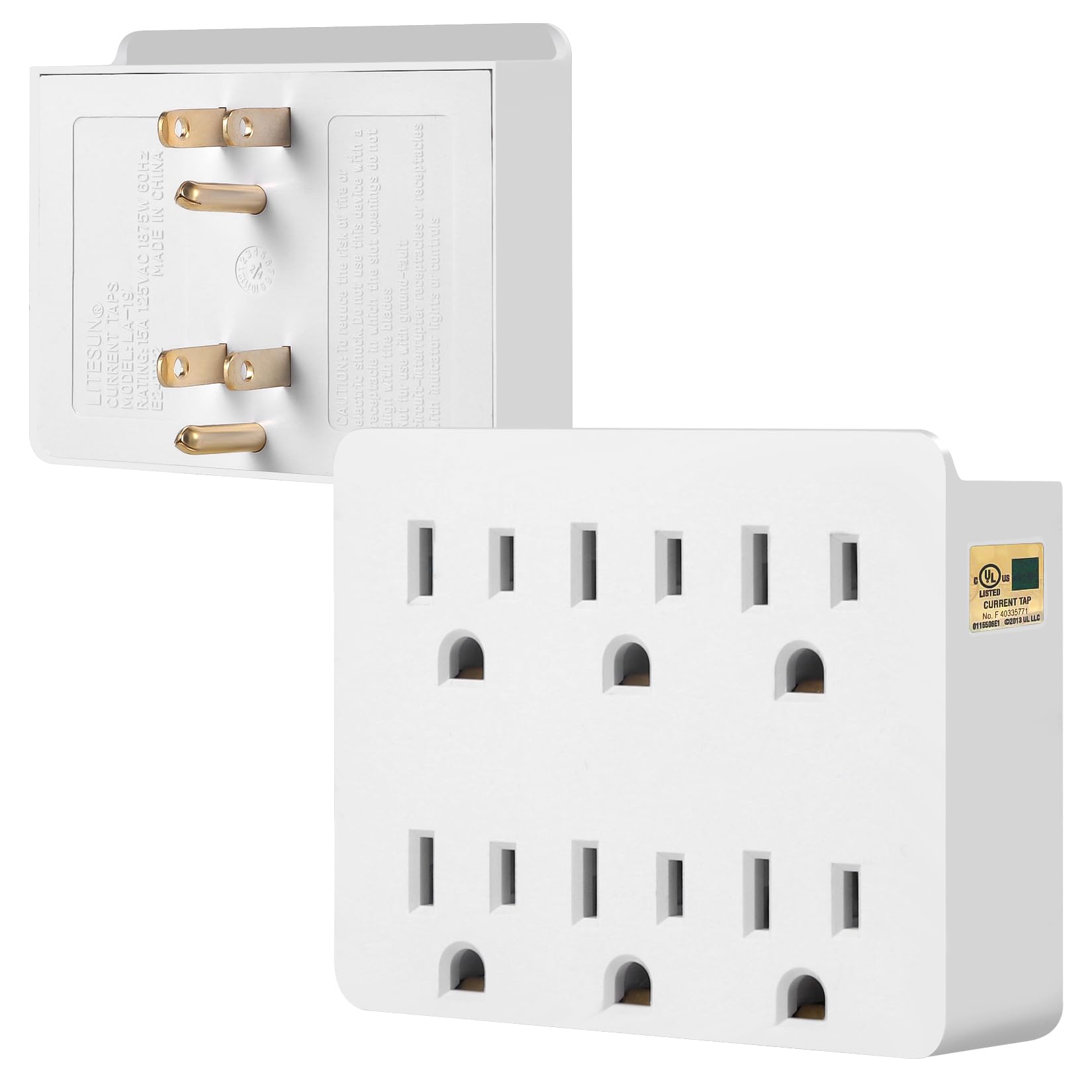 Amazon.com: 6 Outlet Wall Adapter, FiiMan UL Listed 3-Prong Grounded ...