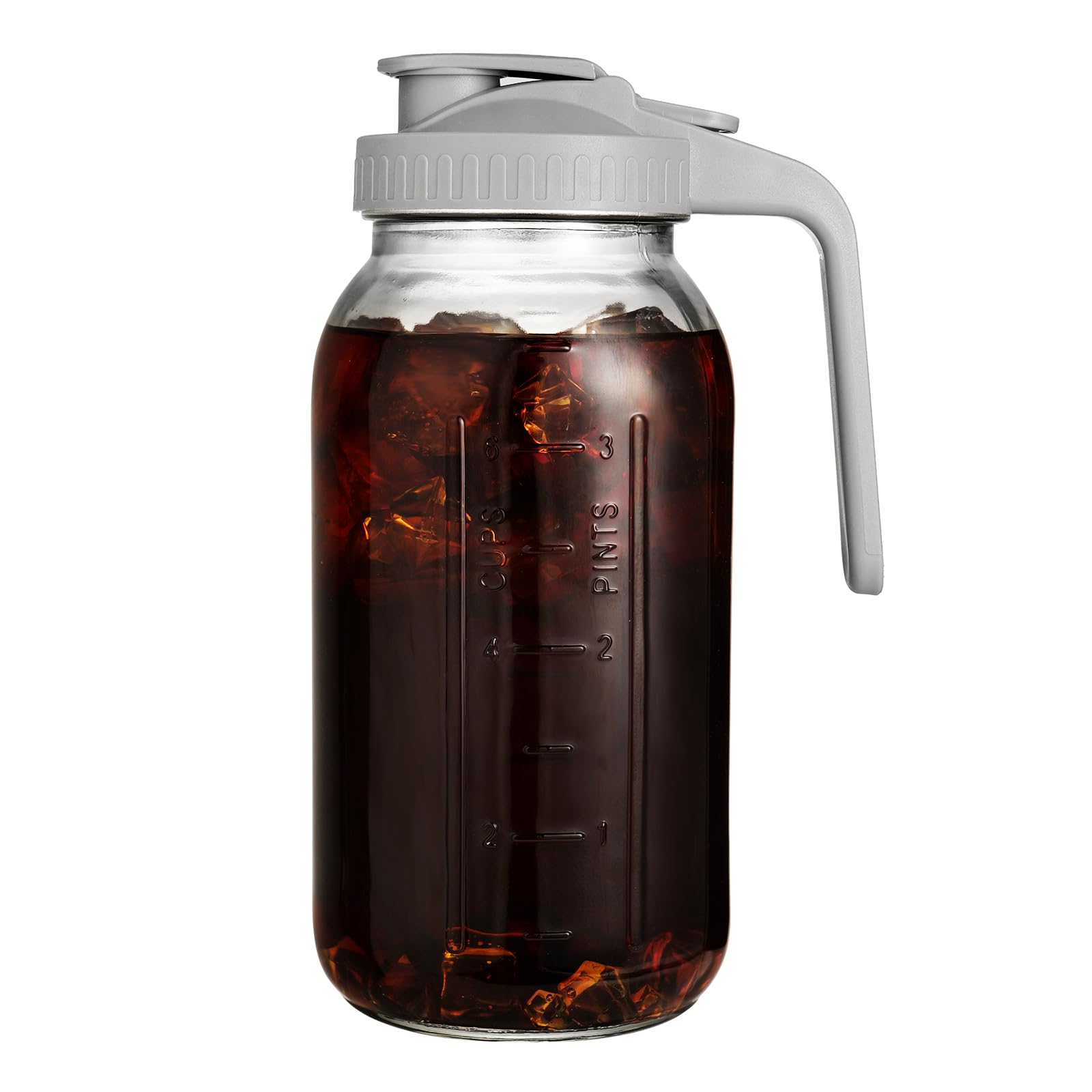 Amazon.com: DAZHICN 64 oz Glass Pitcher with Lid, 2 Quart Glass Mason ...