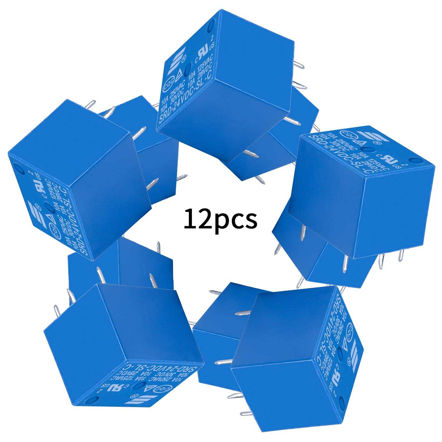 Snapklik.com : 12Pcs 24V DC Mini Power Relay Auto PCB SRD-24VDC-SL-C 5 ...