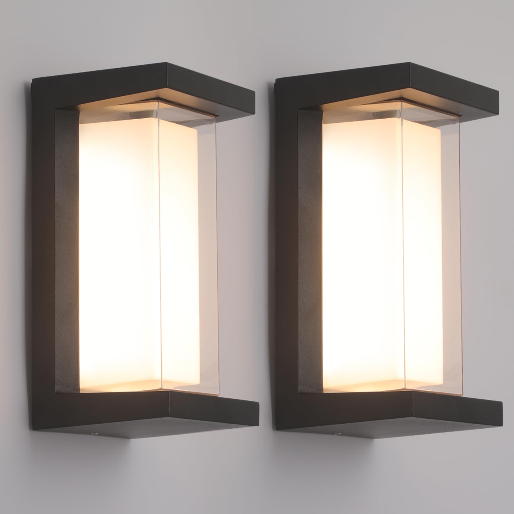 2 Pack 24W Outdoor Wall Lights Exterior/Interior LED 3-Color Adjustable ...