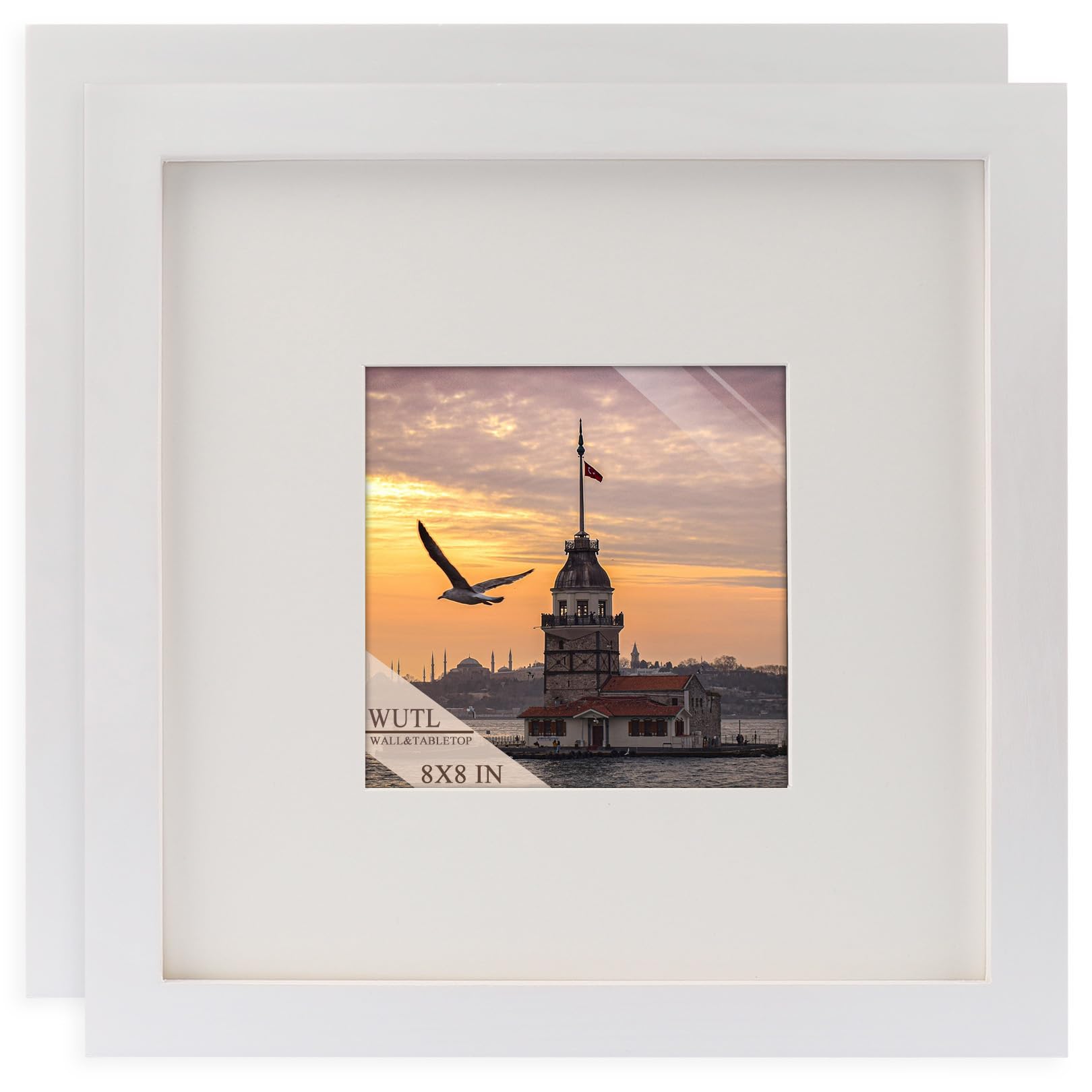 Amazon.com - Picture Frames 8x8 White Nature Solid Wood 2 Pack for Wall ...