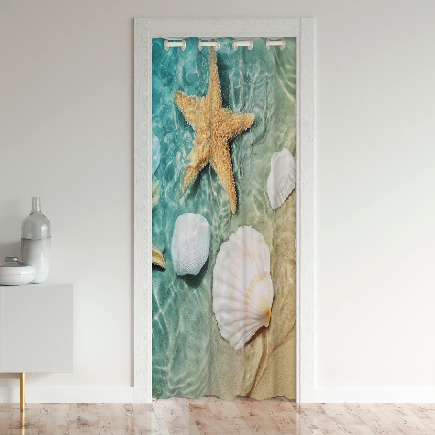 Coastal Beach Ocean Door Curtain Doorway Privacy Starfish Seashell ...
