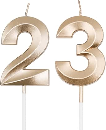 Amazon.com: Champagne Gold 23rd & 32nd Birthday Candles for Cakes ...