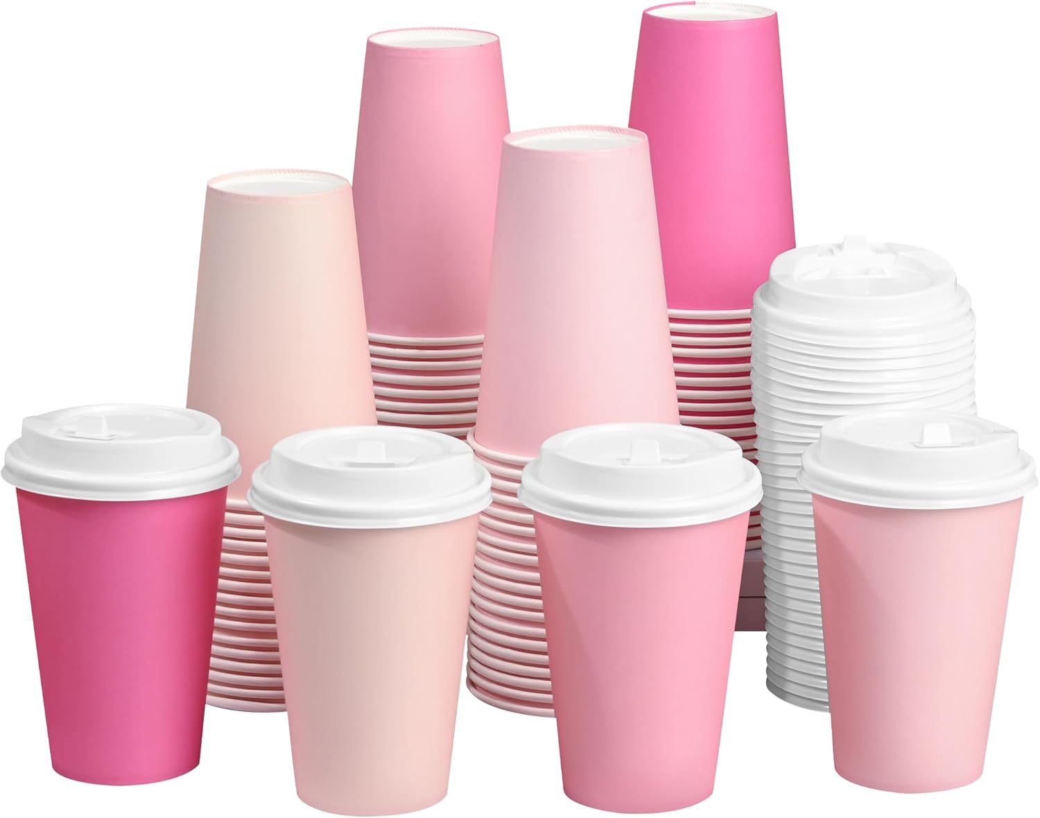 Amazon.com: Purhapfre 80 Pcs 12 oz Pink Disposable Coffee Cups with ...