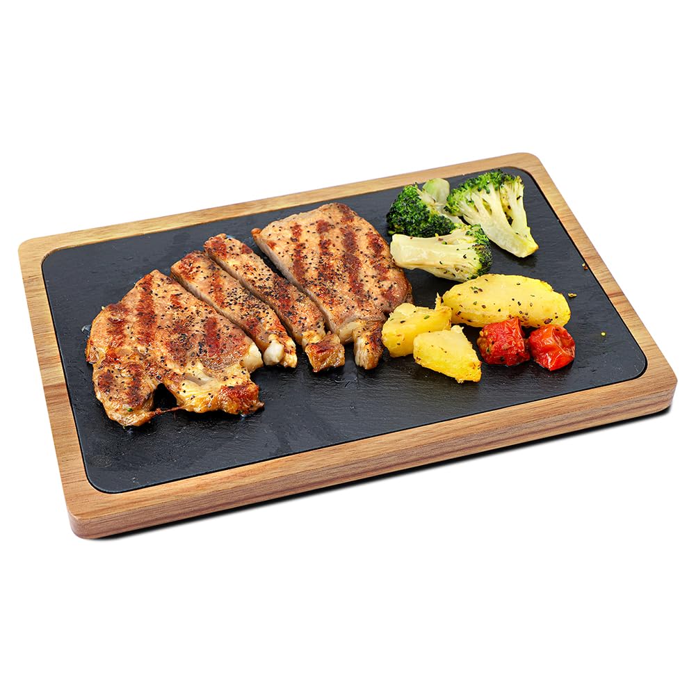 Amazon.com: WLWNWFT Acacia Wood Slate Serving Board Cheese Board, Steak ...