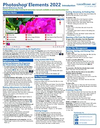 Adobe Photoshop Elements 2022 Introduction Quick Reference Training ...