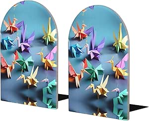 Amazon.com: Origami Multicolor Papercraft Cranes Beech Wood bookends ...