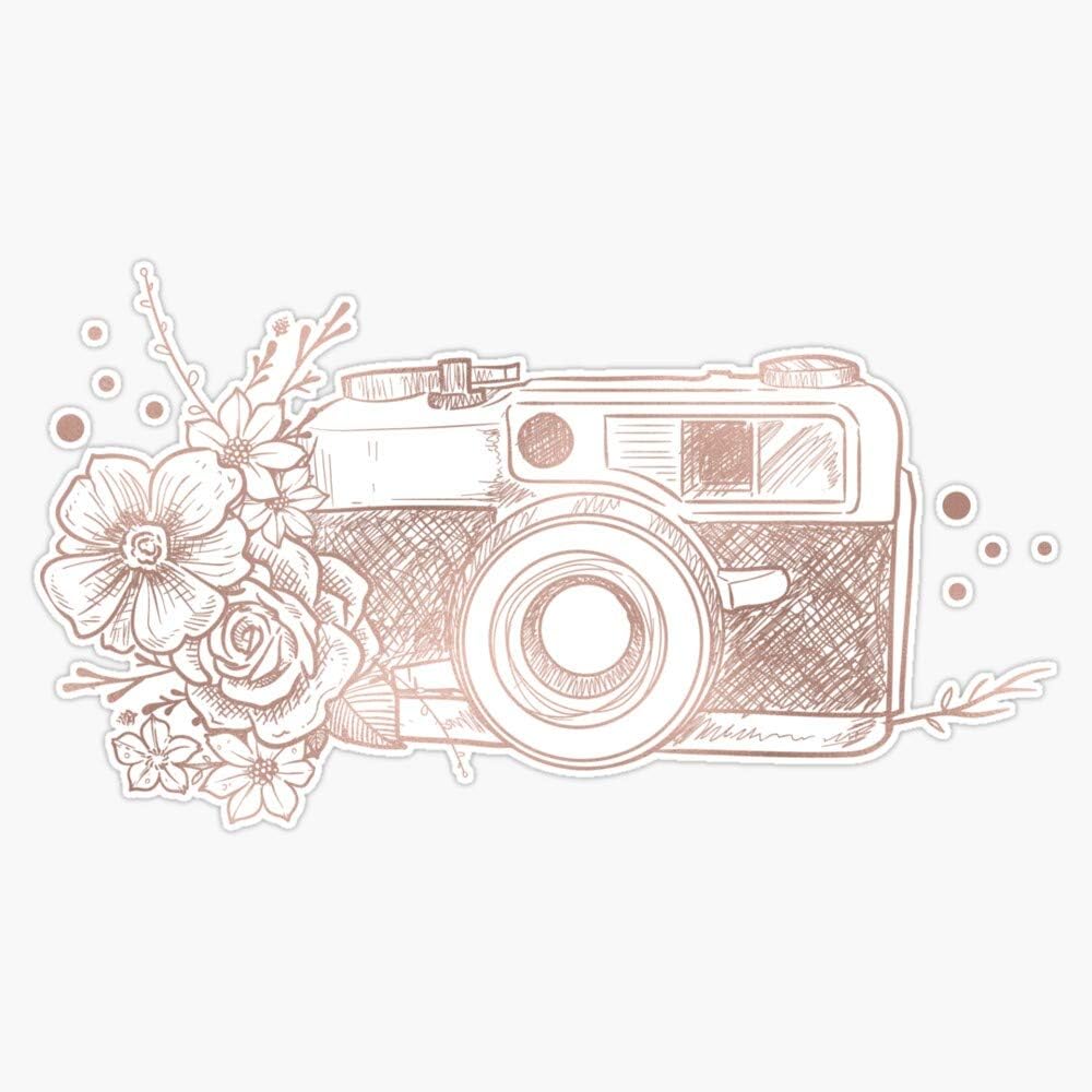 Amazon.com: Floral Camera Pink Rose Gold Sticker Vinyl Waterproof ...