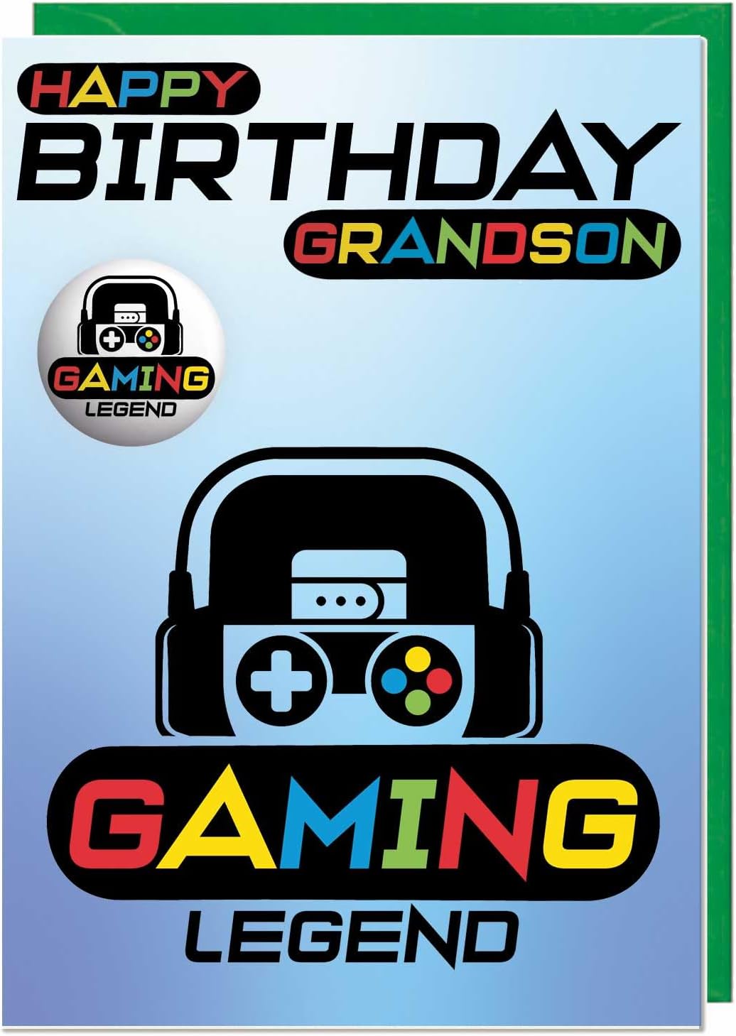 AK Giftshop Grandson Gaming Birthday Card For Gamer WITH BADGE : Amazon ...