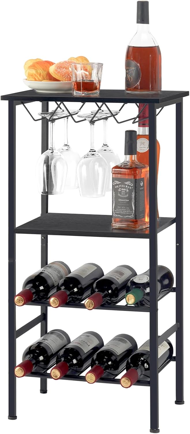 Amazon.com: smusei Wine Rack Table with Storage Mini Wine Bar Cabinet ...