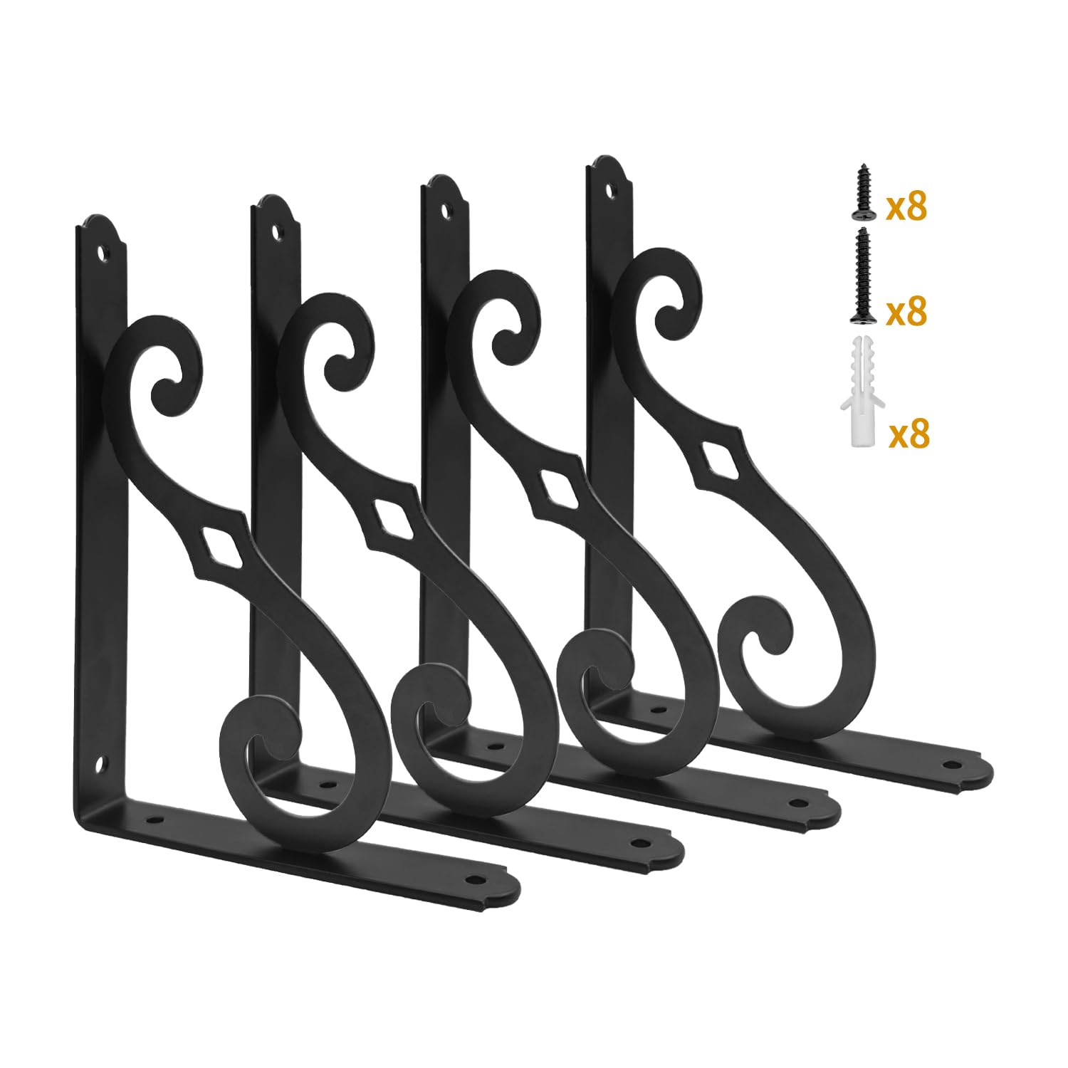 Snapklik.com : Yarssihha 10 Inch Decorative Shelf Brackets, 4 Pack Wall ...